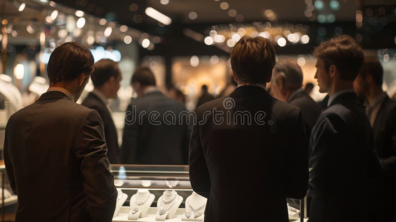 A Group of Welldressed Gentlemen All with Backs To the Camera Gathers ...