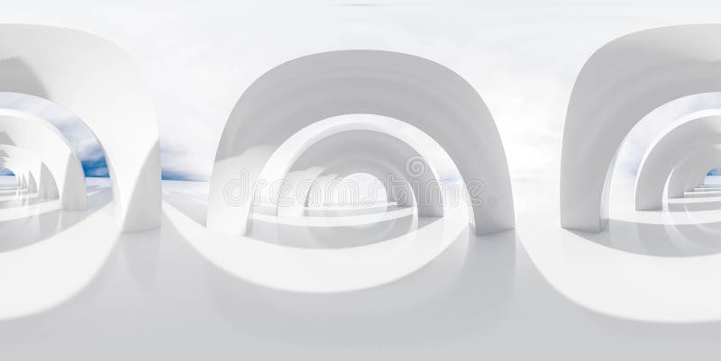Group of White Arches with Sky Background 360 Panorama Vr Environment ...