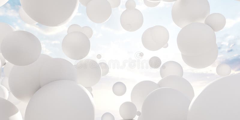 Group of White Balloons Floating in the Air 3d Render Illustration ...