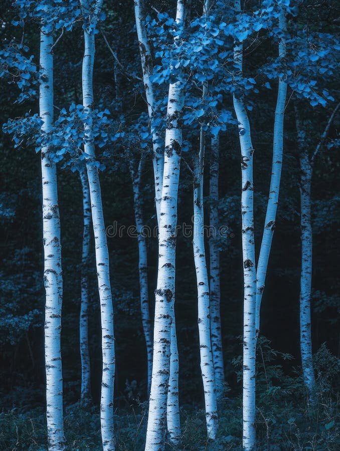 Group of White Birch Trees stock image. Image of birch - 382078615