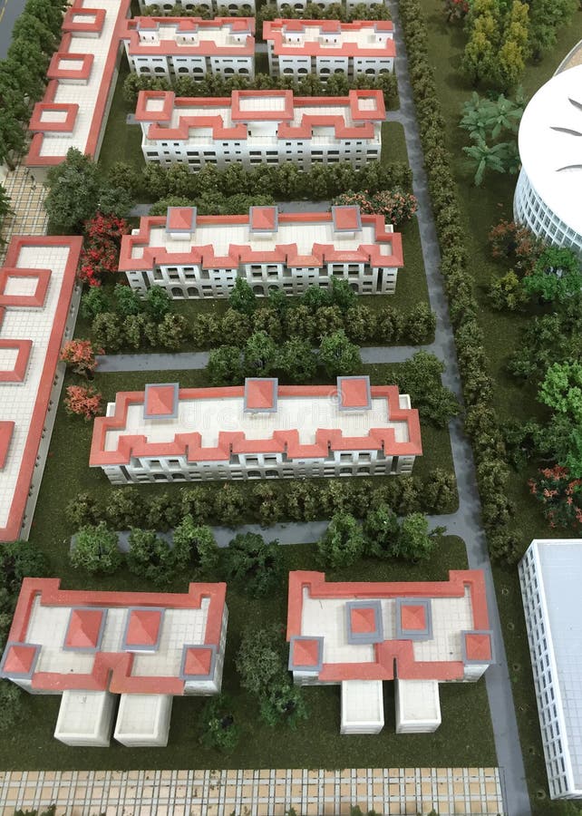 A Group of White Buildings and Community Model Stock Photo - Image of ...