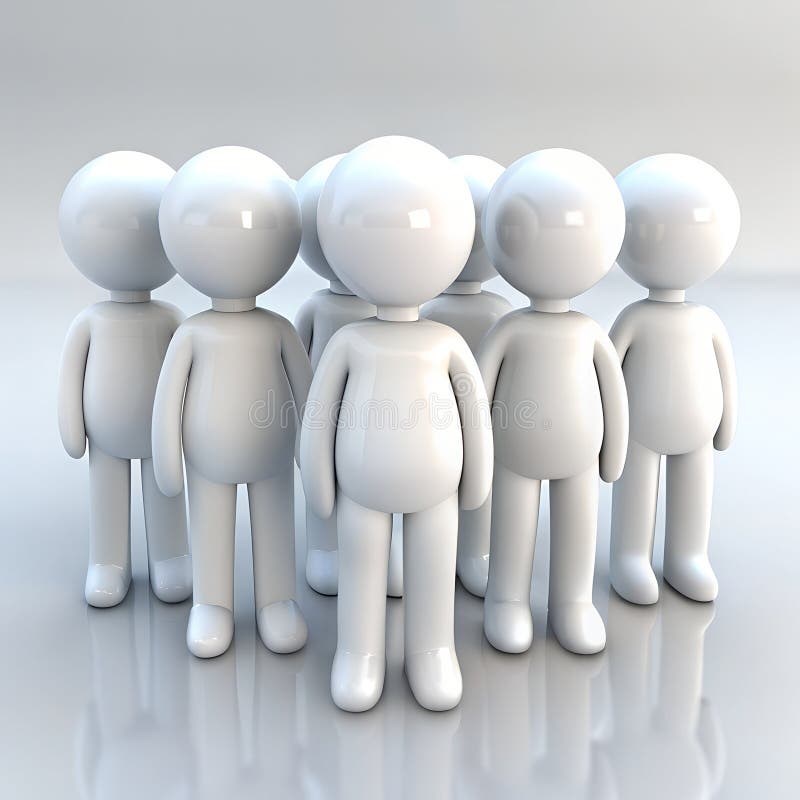 Group of White 3D People. Generative Ai Stock Illustration ...