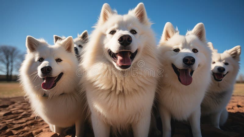 A Group of White Dogs with Their Tongue Out. Generative AI. Stock ...