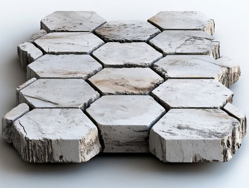 A Group of White Hexagonal Tiles on a White Surface Stock Illustration ...