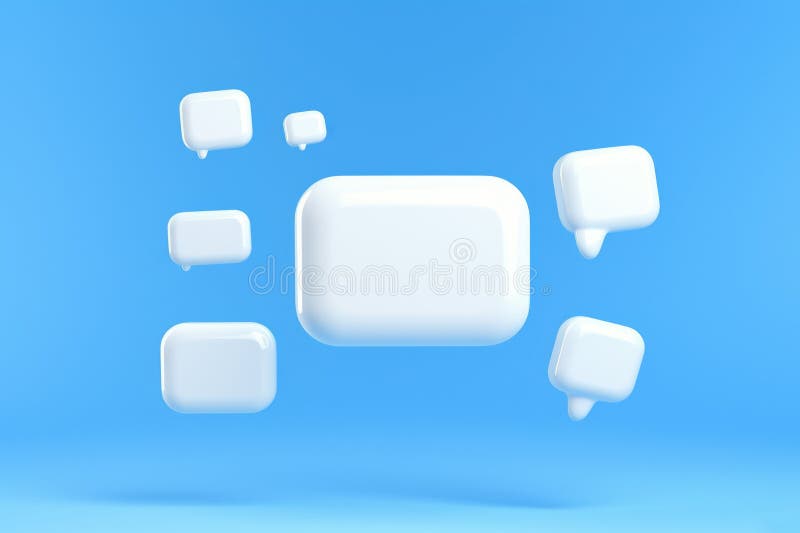 Group of White Message Clouds Cubes Suspended in Mid-air. Versatile ...