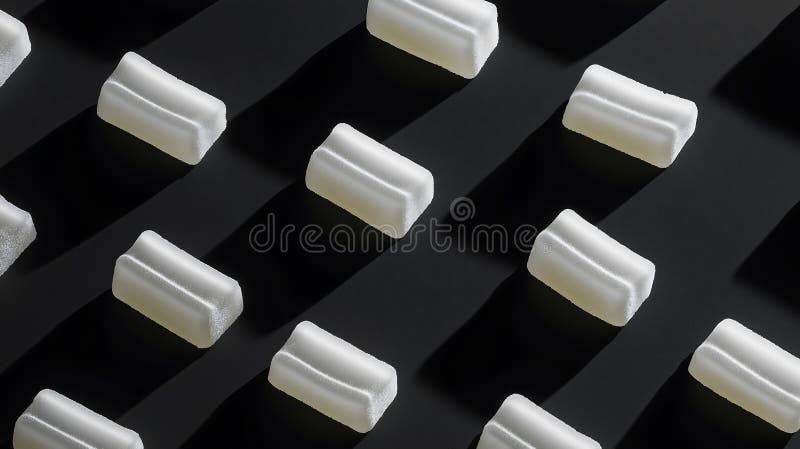 Group of White Packing Foam Pieces Arranged in a Pattern on a Dark ...
