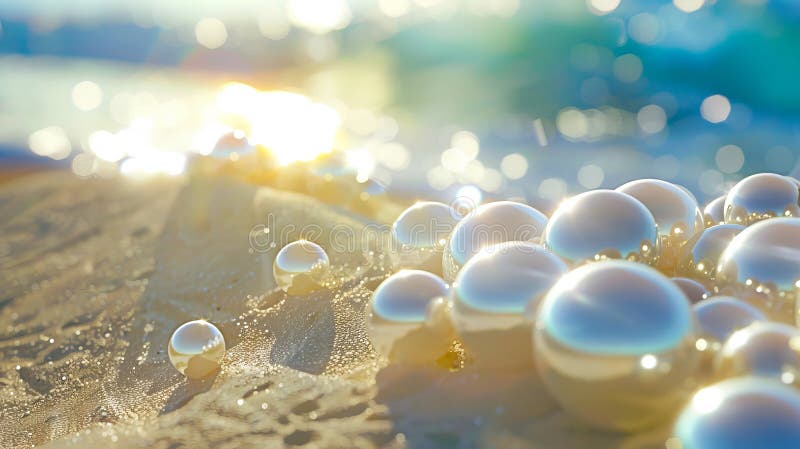 A Group of White Pearls on the Beach Stock Image - Image of pearls ...