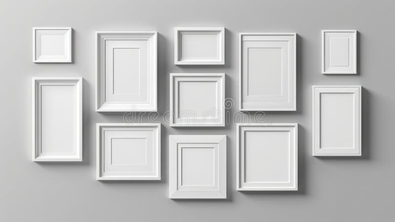 Group of White Picture Frames Displayed on a Wall. Ideal for Interior ...