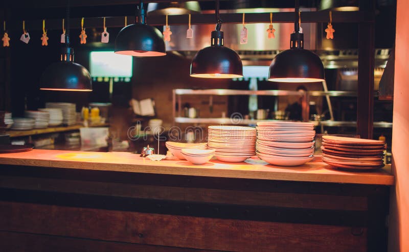Group of White Plates Stacked Together in the Table. Stock Image ...