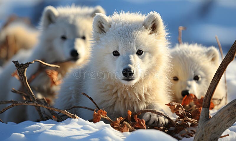 Group of White Polar Bears in Snow Stock Image - Image of environment ...