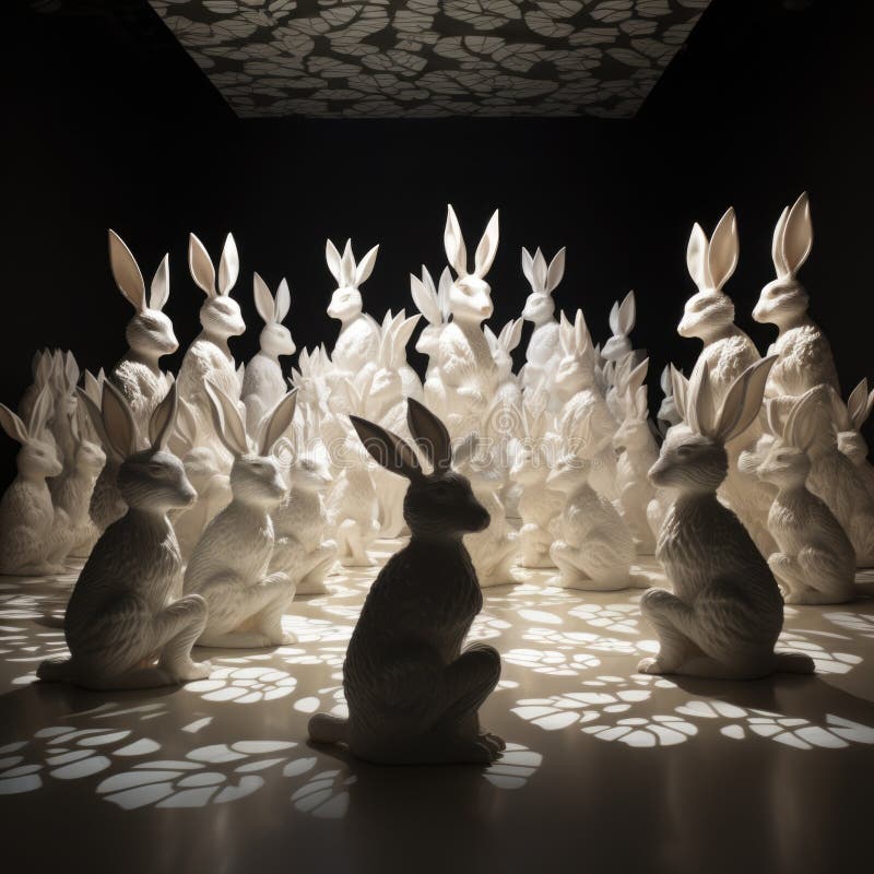 Two White Rabbits Hugging Each Other with an Egg in Their Hands, AI ...