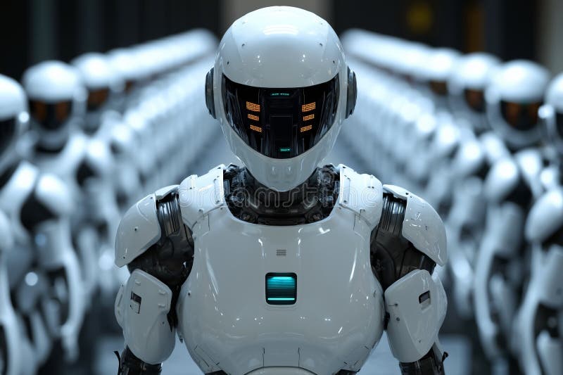 Robot Standing Front Large Group Robots Stock Photos - Free & Royalty ...