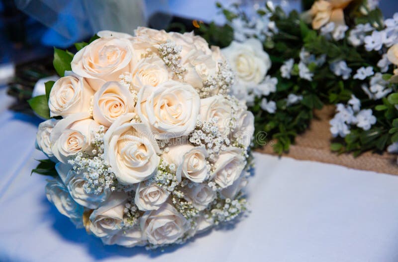 Group of White Roses, Wedding Decorations. Stock Photo - Image of flora ...