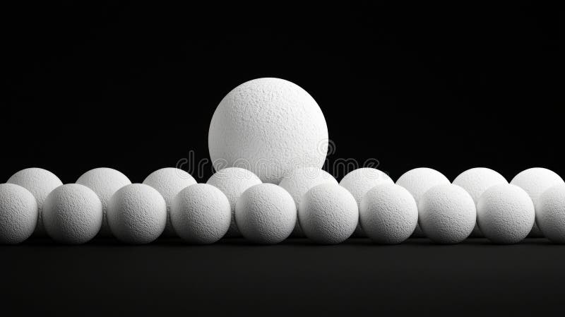 A Group of White Spheres Arranged in a Semi-circle, with One Sphere in ...