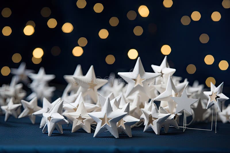 A Group of White Stars Sitting on Top of a Table Created with ...