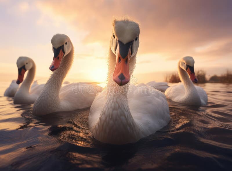 A group of white swans stock photo. Image of group, animals - 291031110