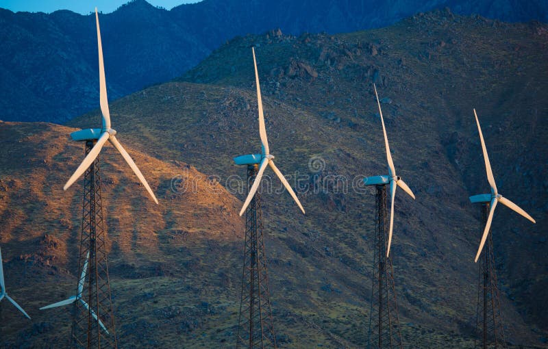 A Group of Wind Turbines, Wind Mills in the Dessert Stock Image - Image ...