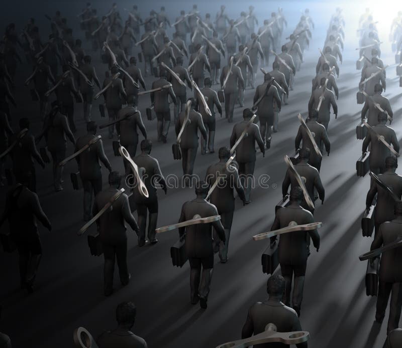 Group of Wind-up Toy Business Man Stock Illustration - Illustration of ...