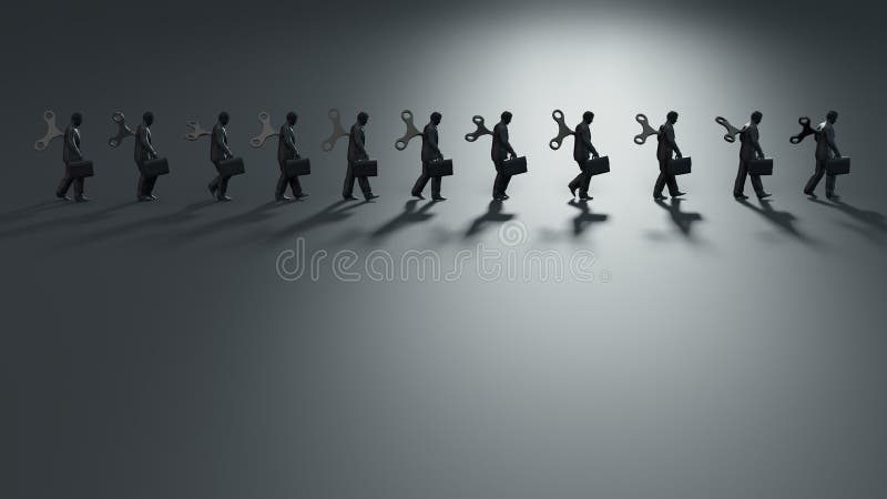 Group of Wind-up Toy Business Man Stock Illustration - Illustration of ...