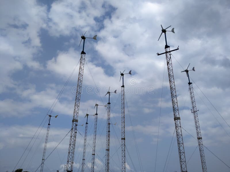 A Group of Windmills stock photo. Image of electrical - 268086170
