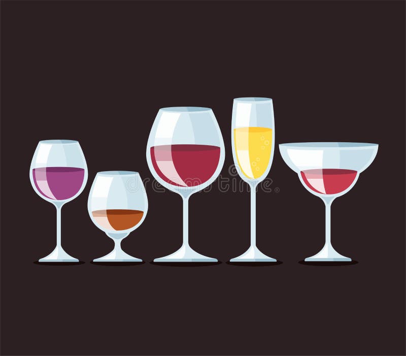 Group of Wine Glasses Vector Illustration Stock Vector - Illustration ...