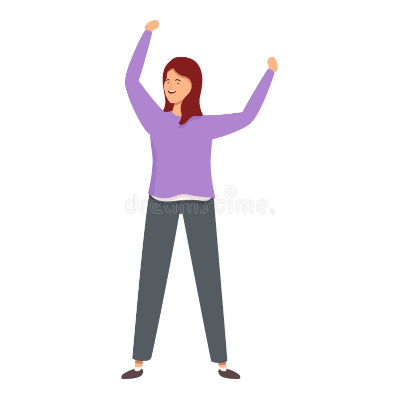 Group Winner Girl Icon Cartoon Vector. Victory Worker Stock Vector ...