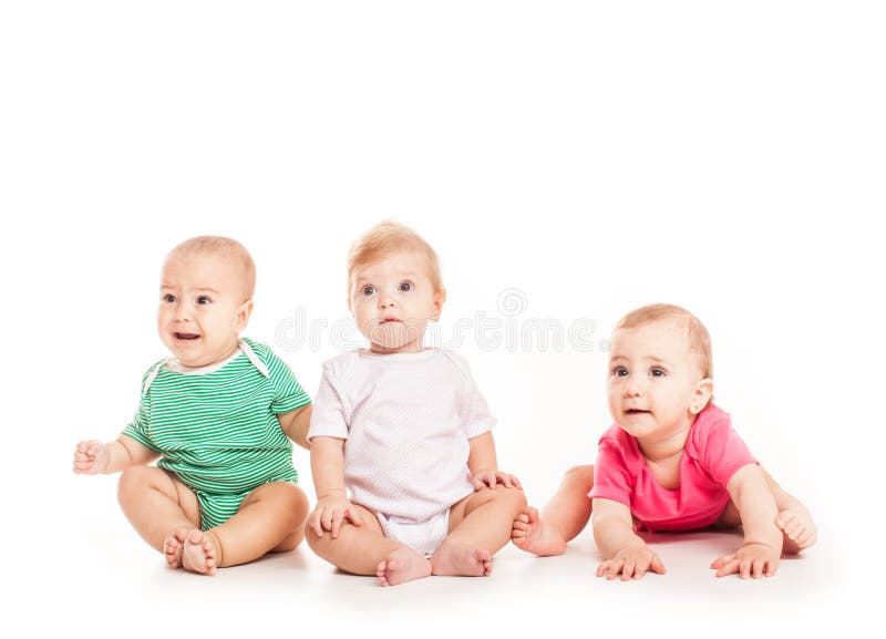 Three Babies Isolated on White Stock Image - Image of lifestyle, infant ...