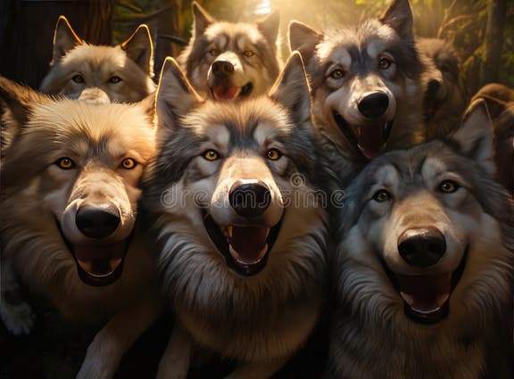 A group of wolves stock illustration. Illustration of mammal - 289728538