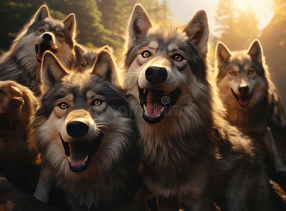 A group of wolves stock illustration. Illustration of danger - 289732061