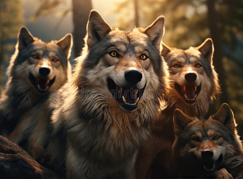 A group of wolves stock photo. Image of park, white - 289733306