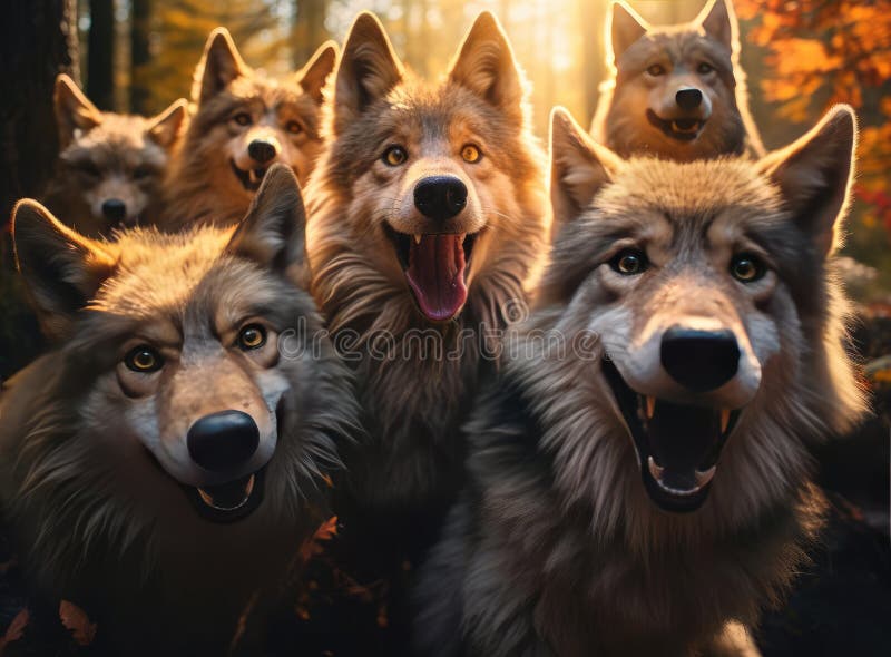 A group of wolves stock image. Image of looking, beautiful - 289733605