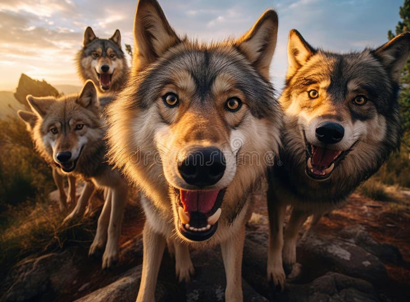 A group of wolves stock image. Image of happy, wolves - 289771309