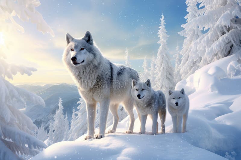 Winter Forest Wolves Stock Illustrations – 410 Winter Forest Wolves ...