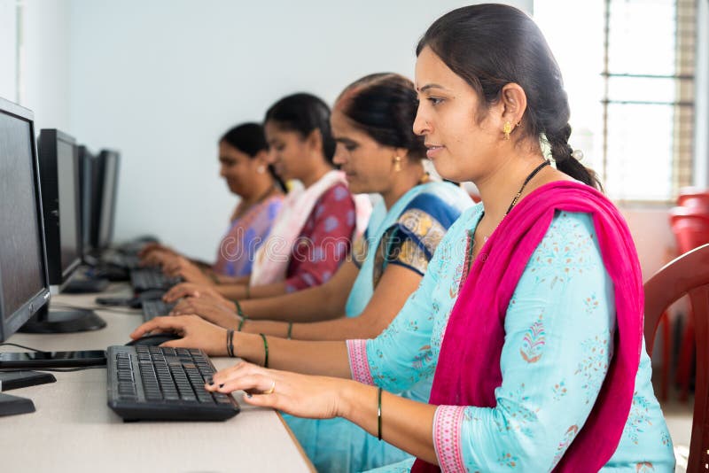 Group of Women Busy Learning or Working on Computer at Training Center ...