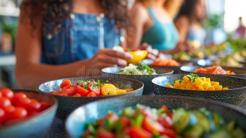Group of Women Eating Salads. Stock Photo - Image of happiness ...