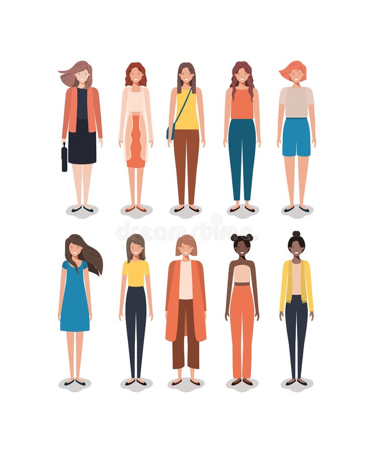 Group of Women Friends Characters Stock Vector - Illustration of ...