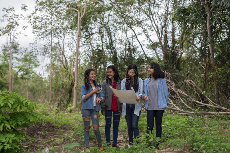 Group Women of Good-natured Young Women in Nature Stock Image - Image ...