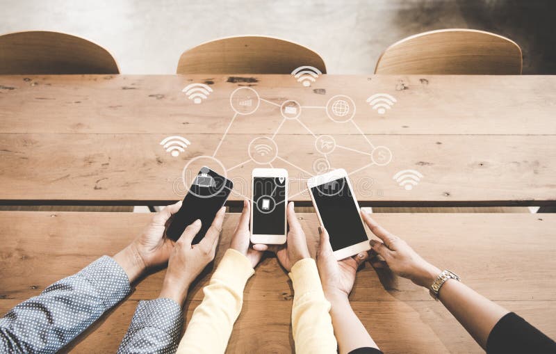 Group Women Hand Using Smartphone and Icon Web, Stock Photo - Image of ...
