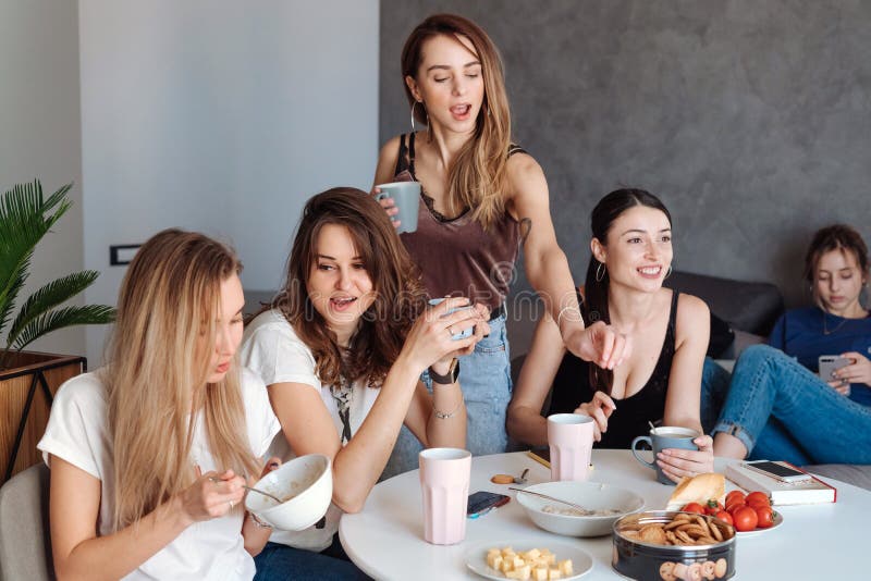 Group of Women in the Kitchen Stock Photo - Image of home, person ...