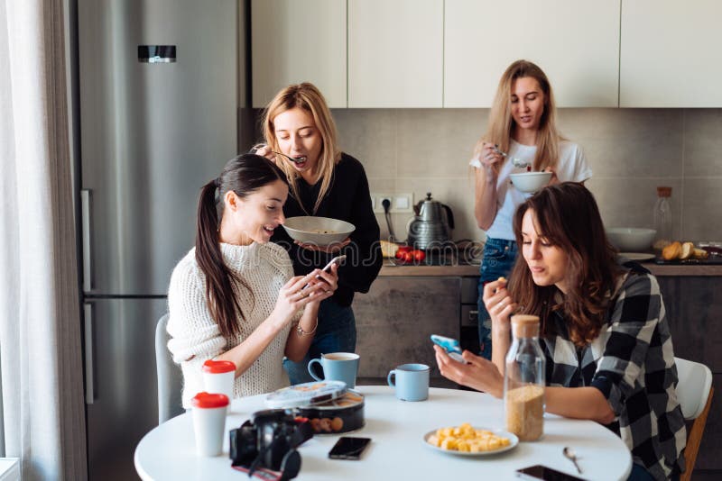 Group of Women in the Kitchen Stock Image - Image of friends, culinary ...