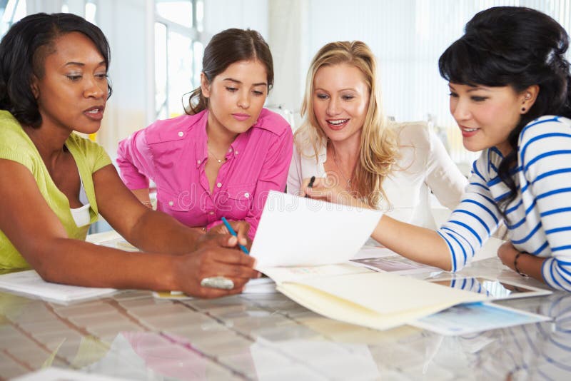 Group Of Women Meeting In Creative Office Stock Photo - Image of desk ...