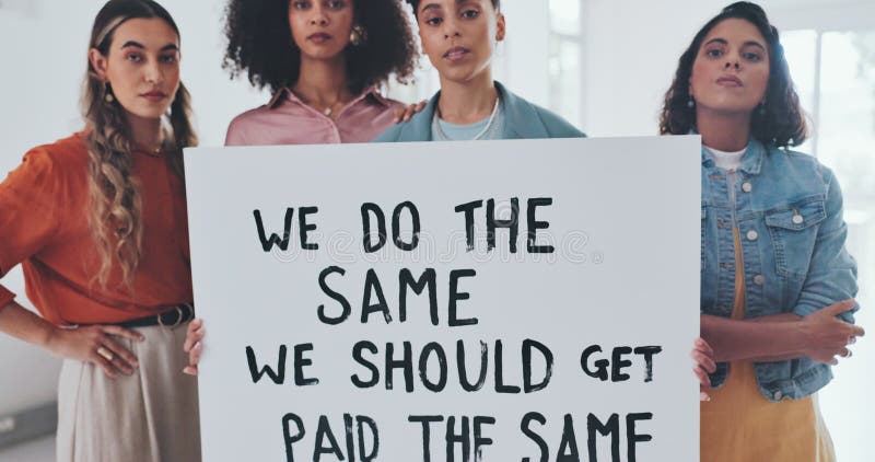 Group Women And Protest Poster For Justice Empowerment Equal Pay