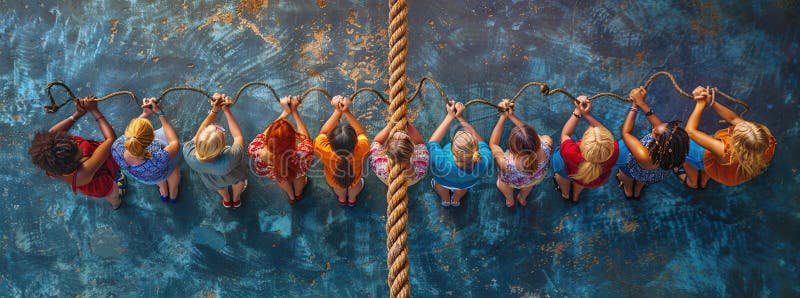 Women Pulling Rope Together Stock Illustration - Illustration of shot ...