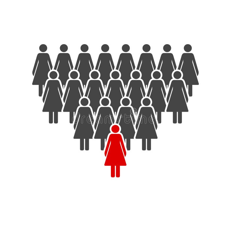 A Group of Women Silhouette Icon, the Leader in Front is Highlighted in ...