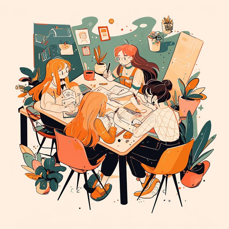 A Group of Women are Sitting Around a Table, Working on a Project ...