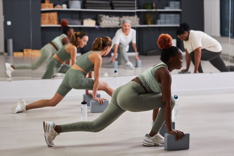 Group of Women Training in Gym Stock Image - Image of women, mirror ...