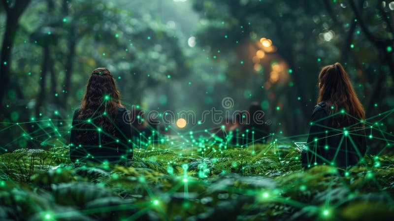 A Group of Women Using Eco-future Technologies in the Ecosystem ...