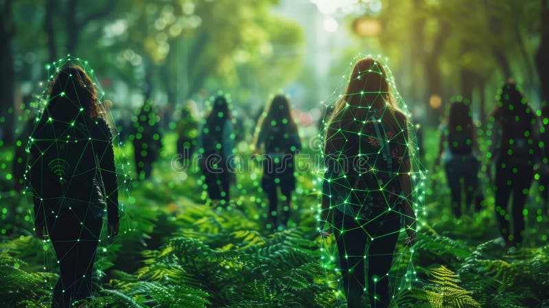 A Group of Women Using Eco-future Technologies in the Ecosystem ...