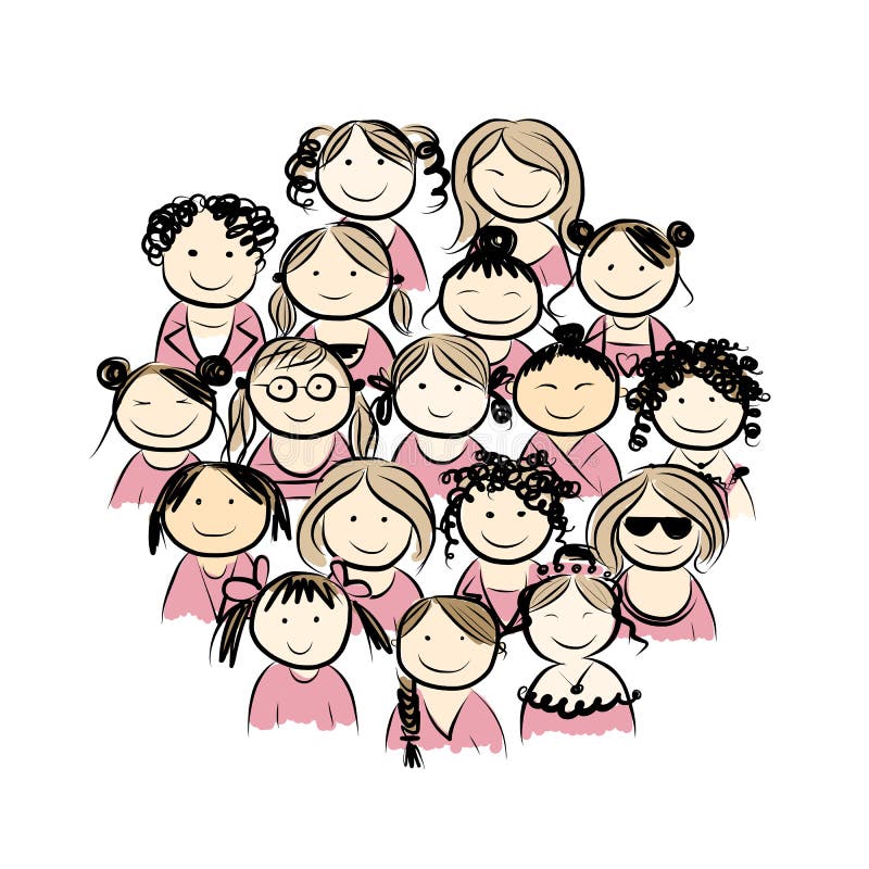 Women Crowd, Seamless Pattern for Your Design Stock Vector ...