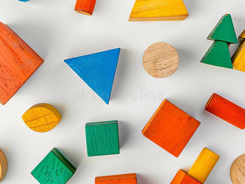 A Group of Wooden Blocks and Shapes Stock Image - Image of building ...